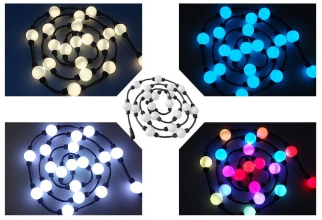10 Ft Reel DMX 24v New LED Lights 50mm RGB LED Light Strings Globe 3D Balls